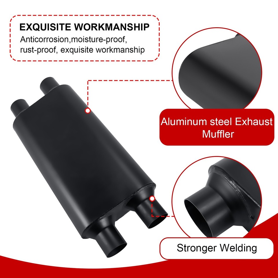 Muffler 3 Chamber 2.5" Universal Muffler Performance Race Exhaust ...