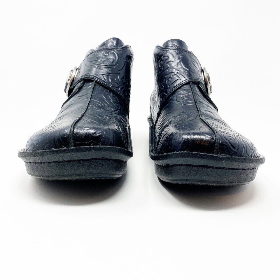 Alegria Caiti Yeehaw Black Leather Booties Shoes CAT-691 Hook/Loop 10.5 ...