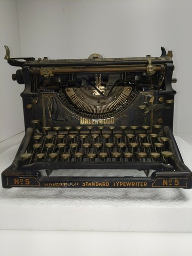 Antique UNDERWOOD No. 5 Standard TYPEWRITER, Round White Keys | eBay