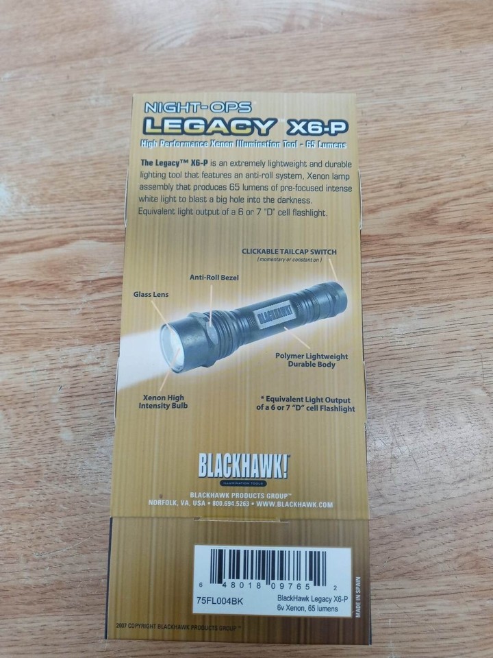 Blackhawk Night-Ops Legacy X6-P High Performance Flashlight NEW ...
