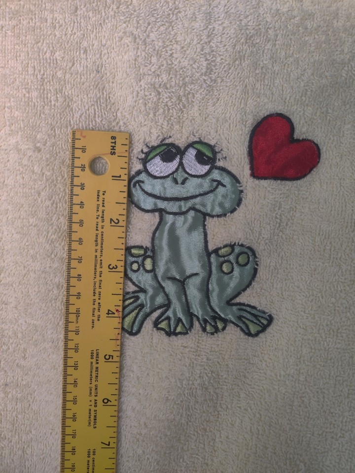 Vintage Shut Eye Yellow Terry Robe Embroidered Love Frog Red Heart One ...