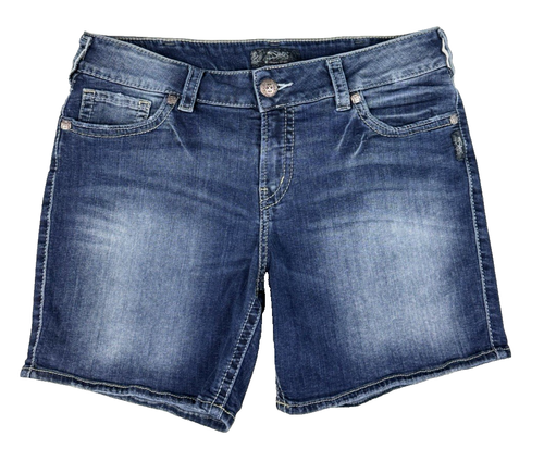 Silver Jeans Suki Mid Short Size 34 L4 1/2 Women's Denim Shorts Roll ...