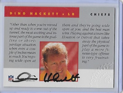 1992 NFL Pro Line Profiles on card auto DINO HACKETT KANSAS CITY CHIEFS ...