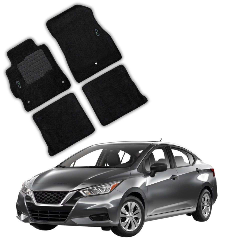 Carpet Floor Mats for 2020 to 2025 Nissan Versa Front and Rear Black ...