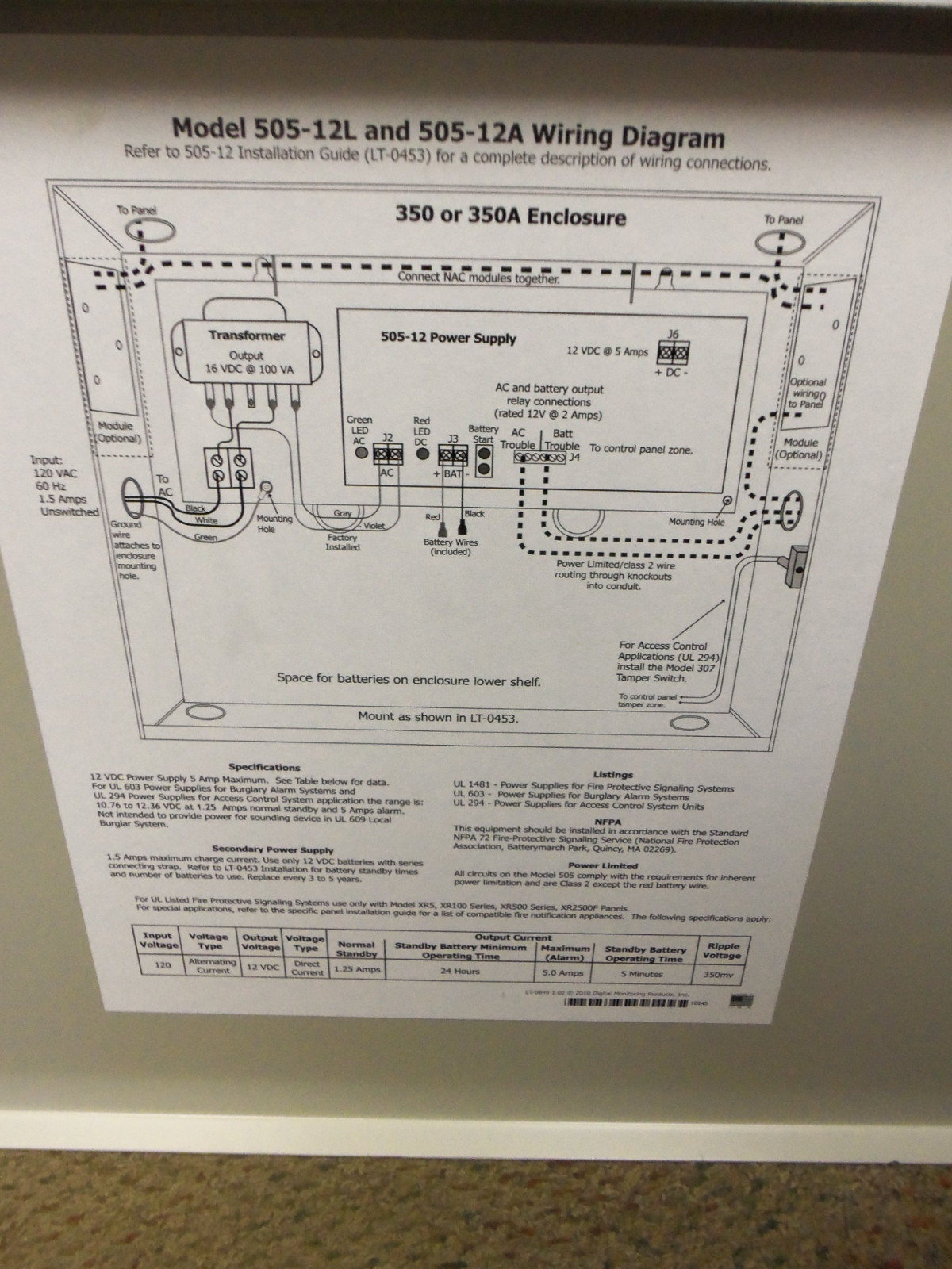 NEW DMP 505-12L-G Digital Monitoring Products w/ 350 Enclosure Fire ...