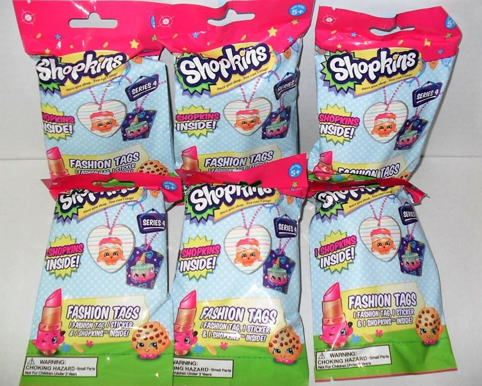 SHOPKINS SERIES 4 FASHION TAGS WITH 1 SHOPKIN & STICKER LOT OF (6 ...
