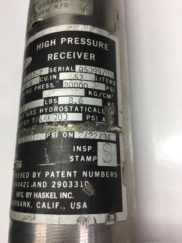 Haskel High Pressure Receiver Nitrogen 15712-2 *Fast Shipping* Warranty ...