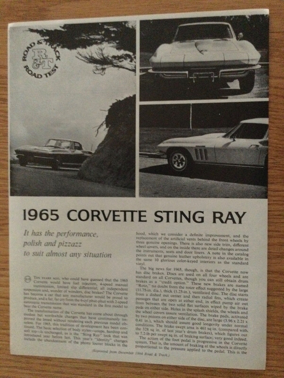 C073 CORVETTE Road Test 1965 Corvette Road Test Dec 1964 4 page ...