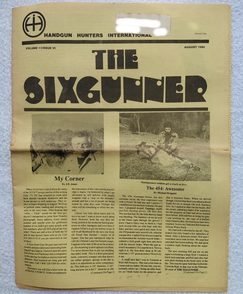 Handgun Hunters International, Sixgunner vintage issue, J.D. Jones, SSK ...