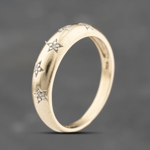 Second Hand 9ct Yellow Gold 0.02ct Brilliant Cut Diamond Star Pattern ...