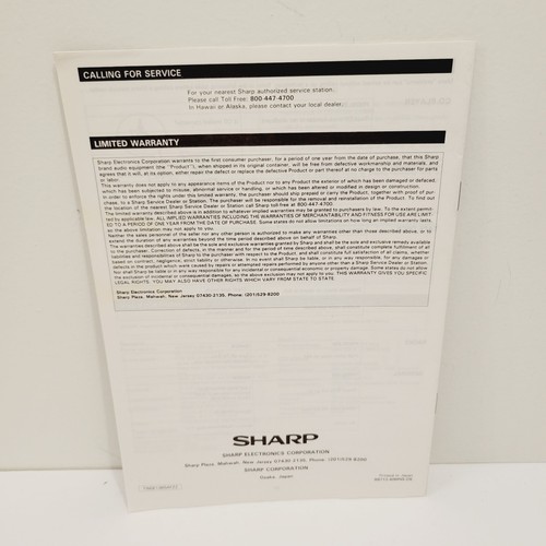 Vtg Sharp Operation Manual QT-CD20 Stereo Radio Cassette Recorder Disc Player | eBay