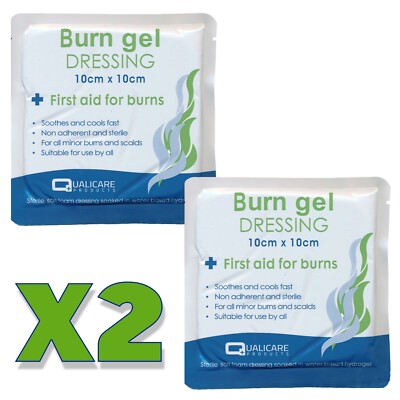 2 x First Aid Burn Gel Dressing Sterile Cool Pain Relief Scalds ...