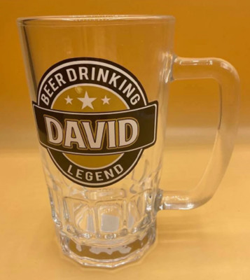David Beer Drinking Legend Glass Beer Mug Stein 500ml Fathers Day ...