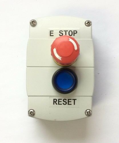 Allen Bradley 800F-2PM Enclosure 22 mm w/ Emergency Stop Blue Lighted ...