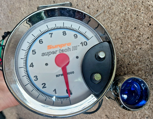 SUNPRO SUPER TACH III TACHOMETER + SHIFT LIGHT CHROME MONSTER 5" SUPER ...