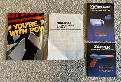 Nintendo NES Console/Zapper Manual w/ NES Warranty Card w/ Power Poster ...
