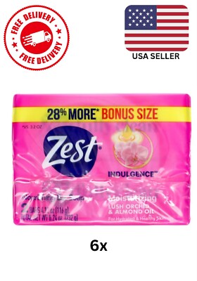(6) PKs 12 BARS ZEST Moisturizing Lush Orchid & Almond Oil Soap Bars 4 ...