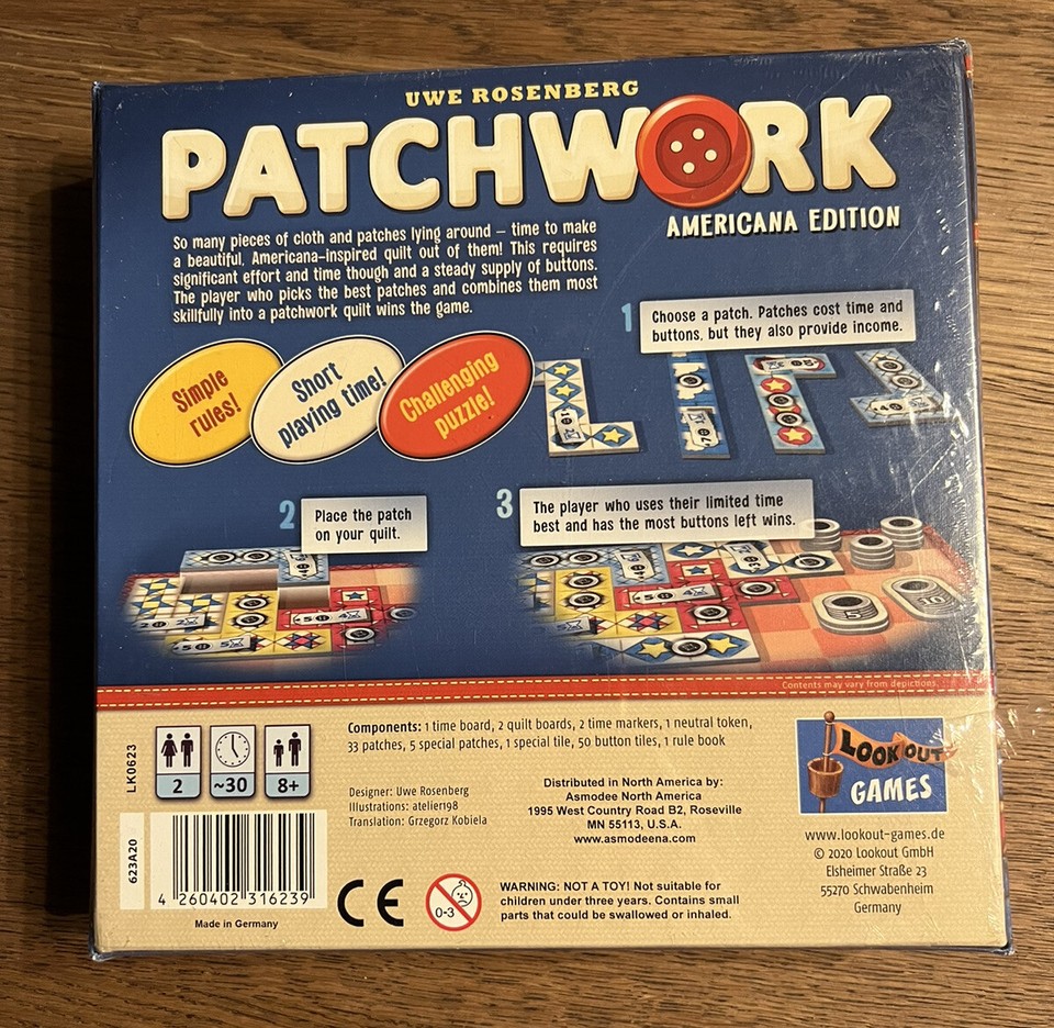 Uwe Rosenberg Patchwork Americana Edition Puzzle Game Of Quilt-Making New | eBay