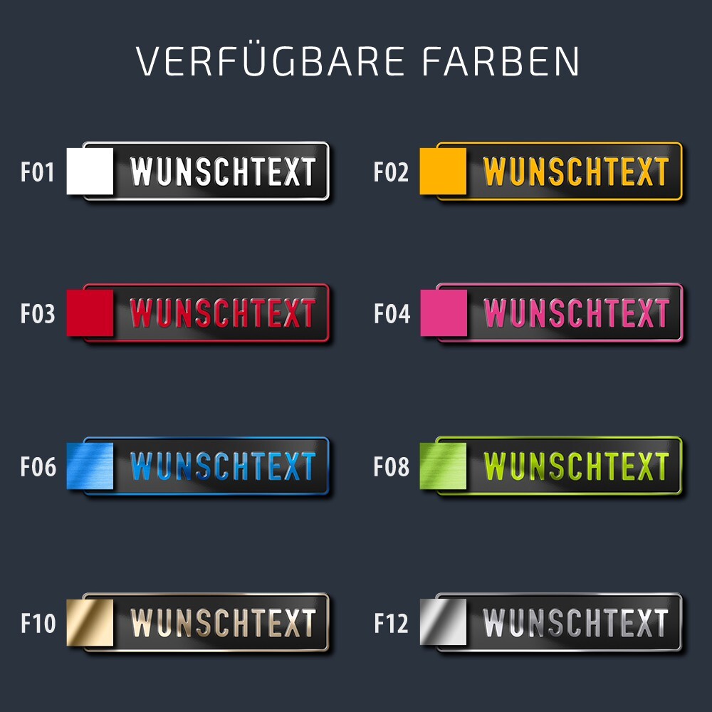 1x Funschild geprägt | Schwarz mit Wunschtext | Fun Kennzeichen ...