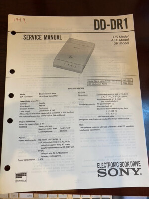 SONY DD-DR1 ELECTRONIC BOOK DRIVE Service Manual FROM USA **ORIGINAL ...