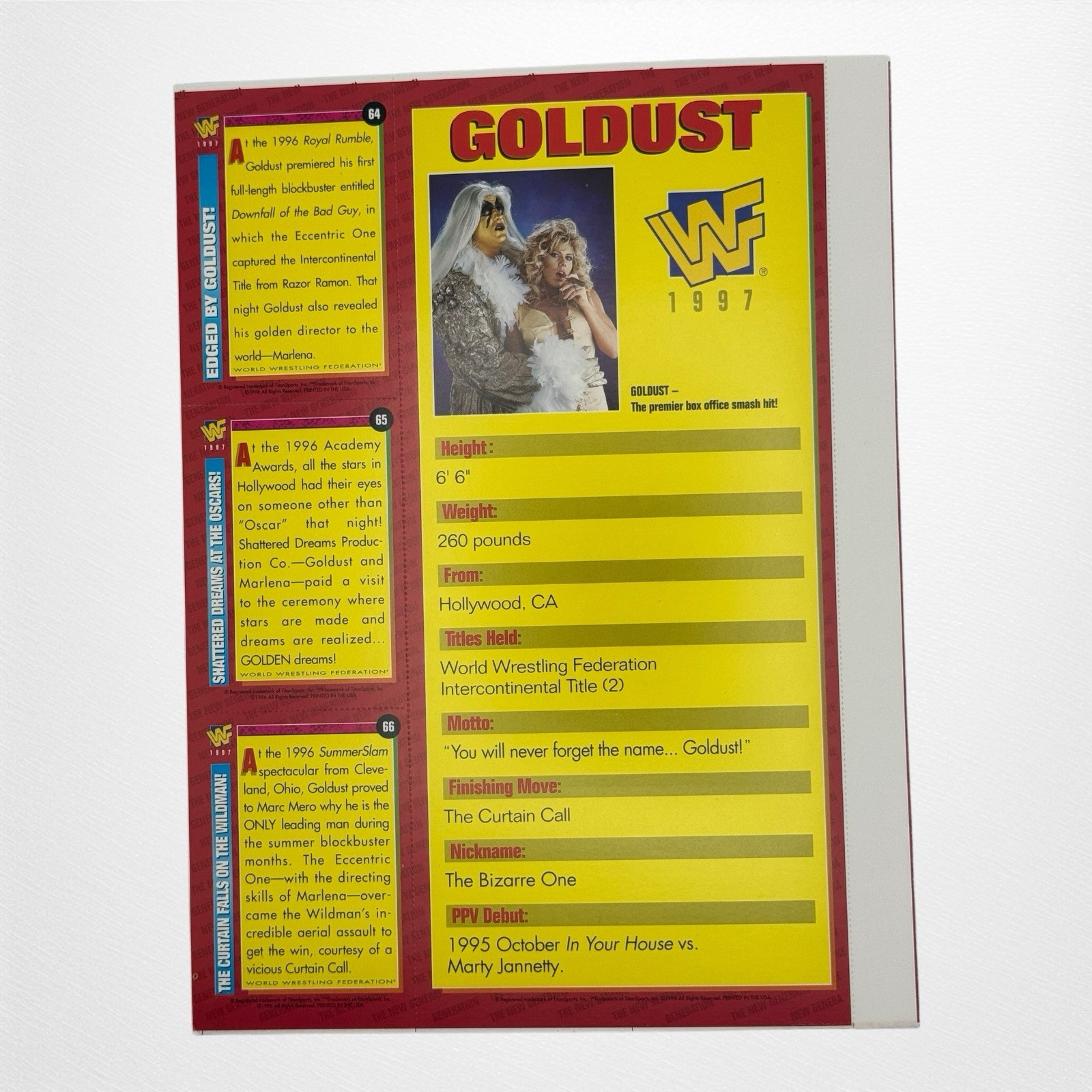 Vintage 1997 Goldust WWF Magazine Uncut Trading Cards Goldust | eBay