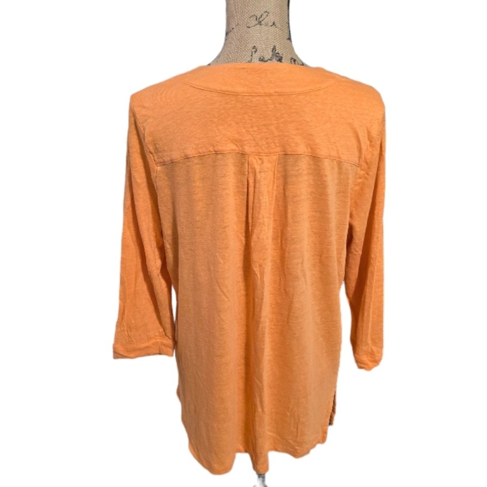 Chico's Orange Linen Sequin Silver Trim V-Neck Tunic Size 2 Medium ...