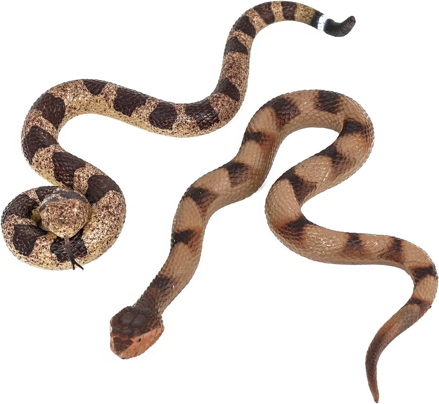 2Pcs Realistic Fake Snakes Toy Lifelike Rubber Rattlesnake Snake Scare ...