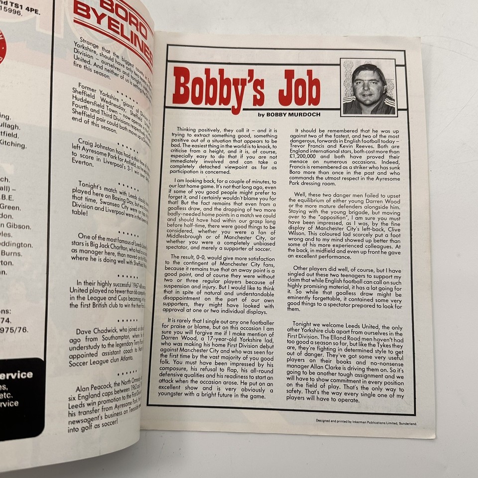 Middlesbrough V Leeds United Football League One 1981-82 Volume 2 ...