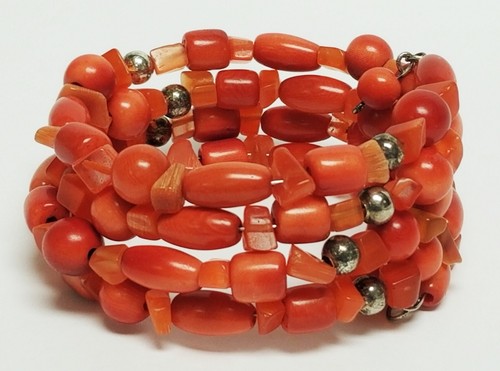 NOS QVC Tribal Societe Coral Color Vegetable Ivory Sterling Silver Bead ...