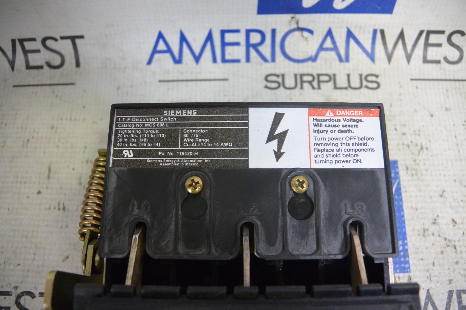 Siemens MCS 606 L MCS606L 3P 600V 60 AMP DISCONNECT SWITCH - USED | eBay