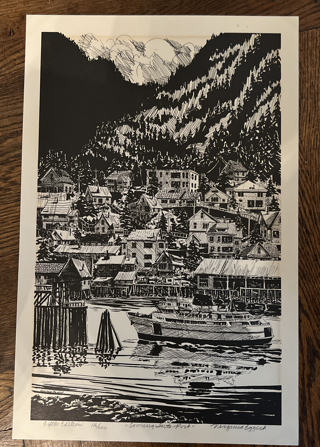 Signed Virginia Eggert Coming Into Port Alaska Fishing Boat Litho Print ...