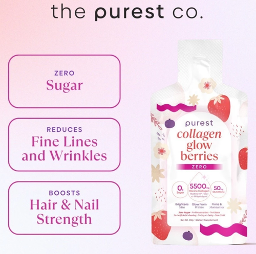 Purest Co Collagen Glow Berries Zero - 30 Sachets for Skin Elasticity ...