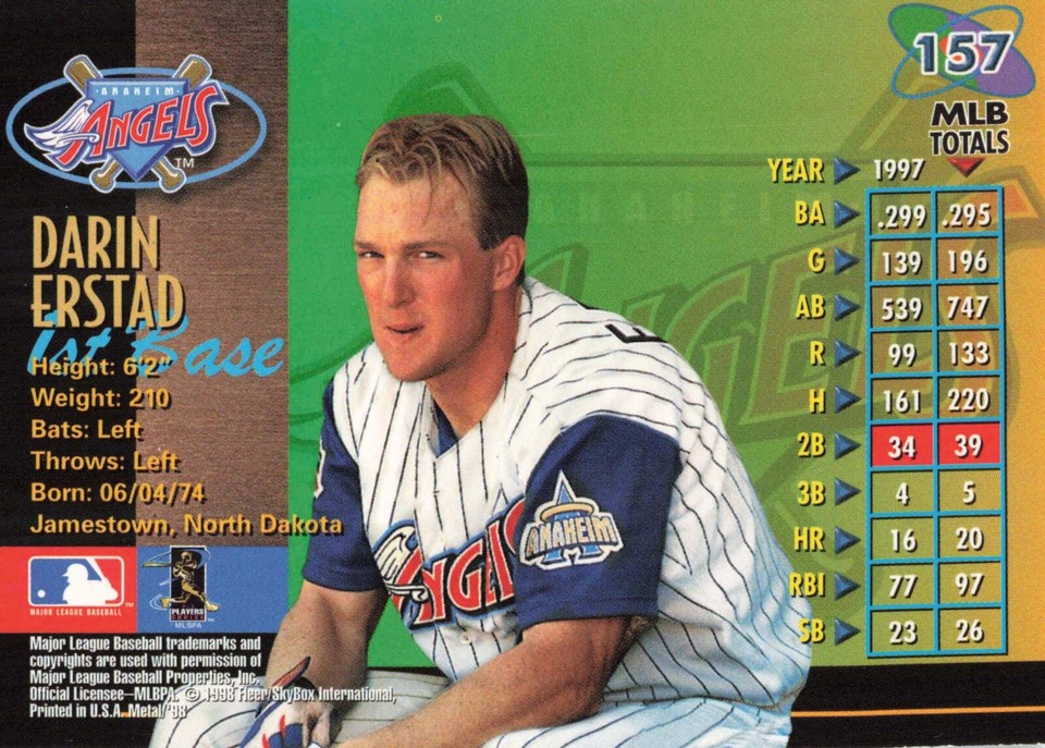 Darin Erstad Anaheim Angels 1998 Fleer Metal Universe Baseball Trading ...