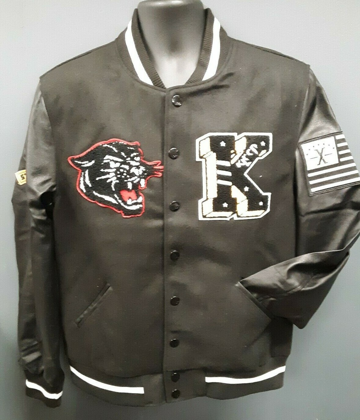 Men's Kleep "DVSN KLP" Varsity Jacket with Synthetic Leather Sleeves ...