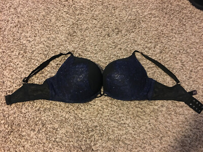Victoria Secret Add A Cup Blue Bling Bra 36D Great Condition | eBay