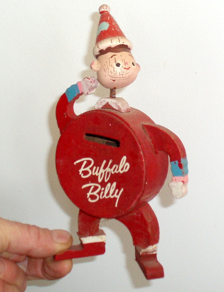 BUFFALO NY PRIMITIVE ANTIQUE BOBBLEHEAD CIRCUS CLOWN SAVINGS BANK TOY ...