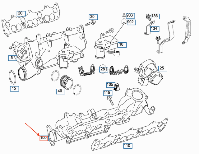 Genuine Mercedes-Benz Ml W166 Left Inlet Manifold A6420906537 for sale ...