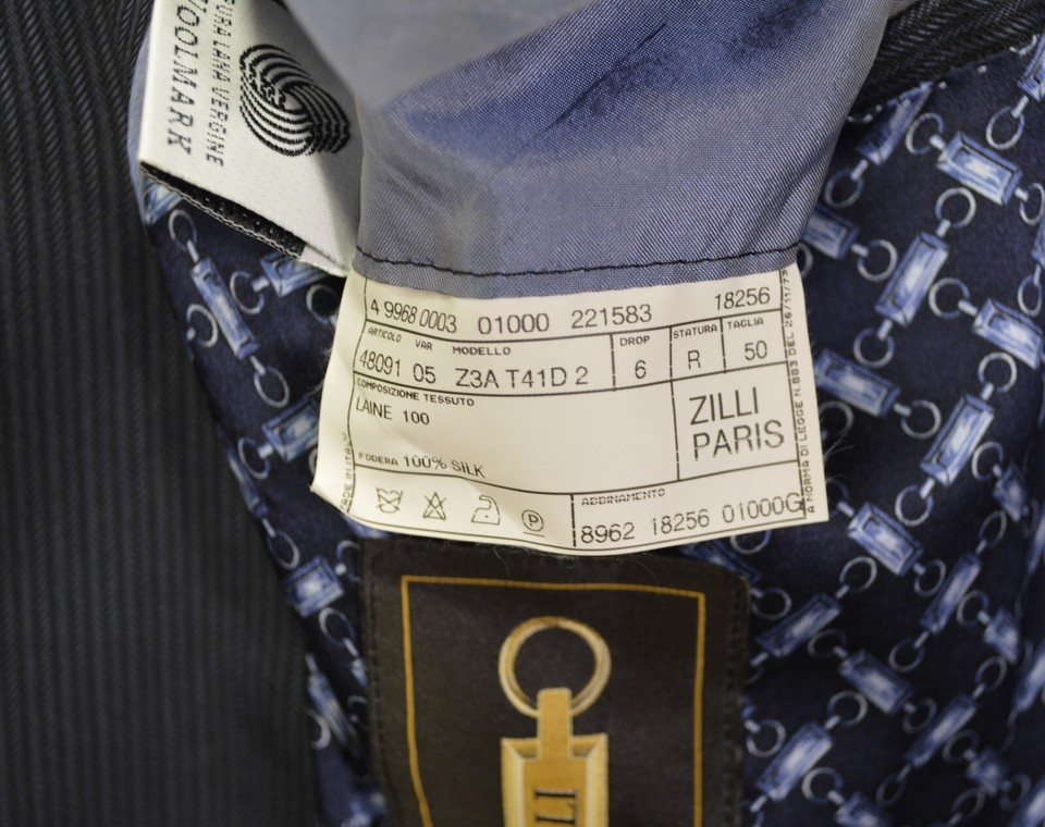 RRP5200$ Men's ZILLI Suit 40US/UK 50IT Blue Striped 100% Wool Luxury ...