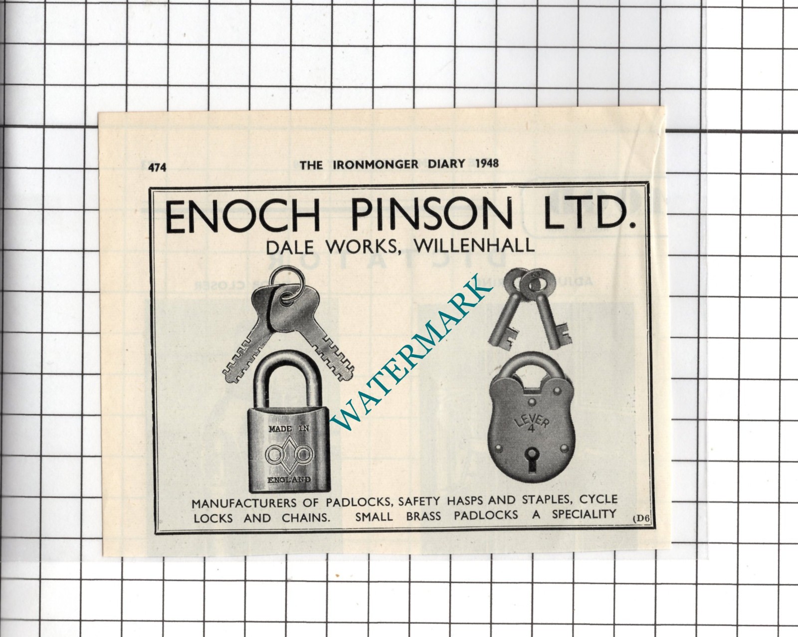 Enoch Pinson Ltd Dale Works Willenhall - 1948 Small Advert | eBay