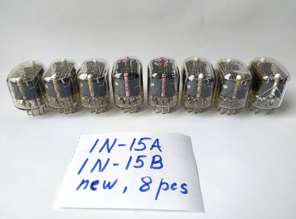 8pcs IN-15A, IN-15B Nixie Tubes Symbol Neon Indicators Soviet USSR NEW ...