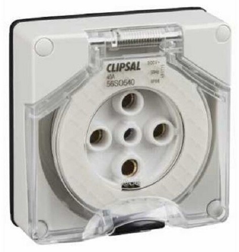 Clipsal 56-SERIES SURFACE SOCKET 500V 5-Pin Round,Less Enclosure GREY ...