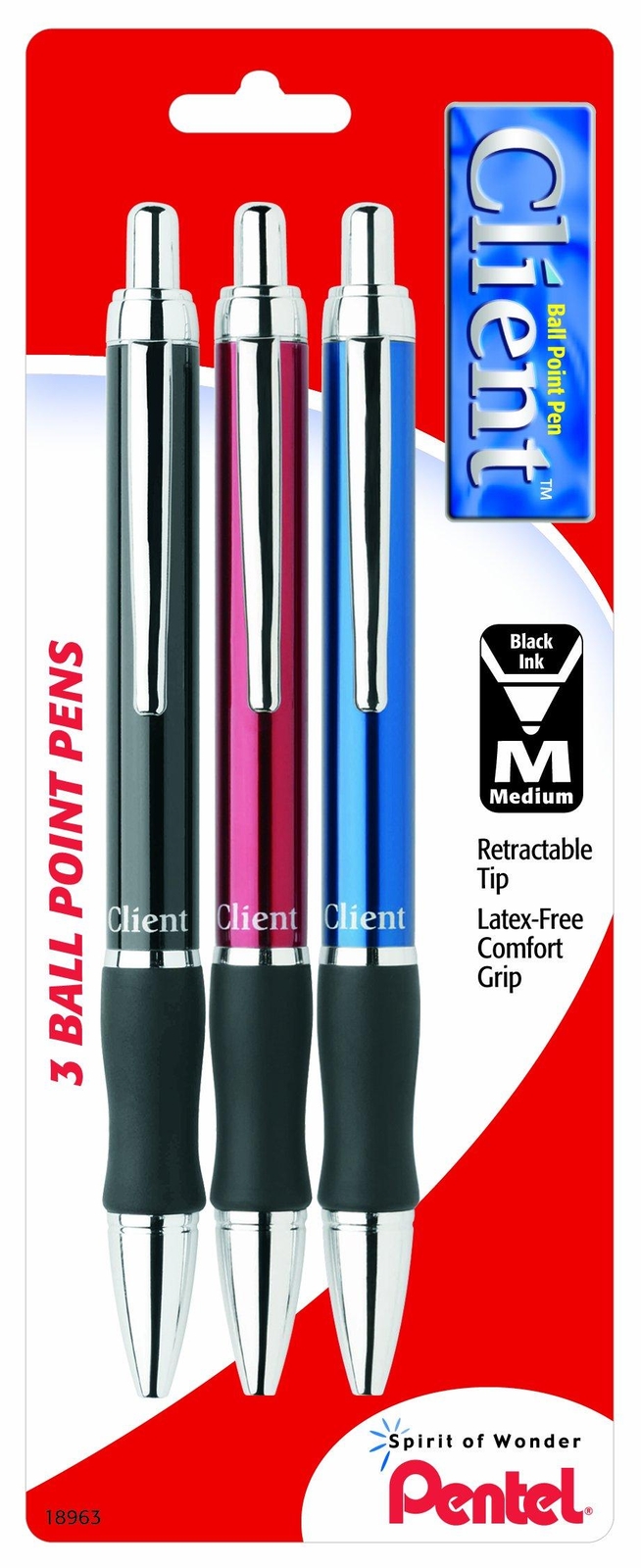 Pentel Client Retractable Ballpoint Pen Assorted Barrel Colors Black ...