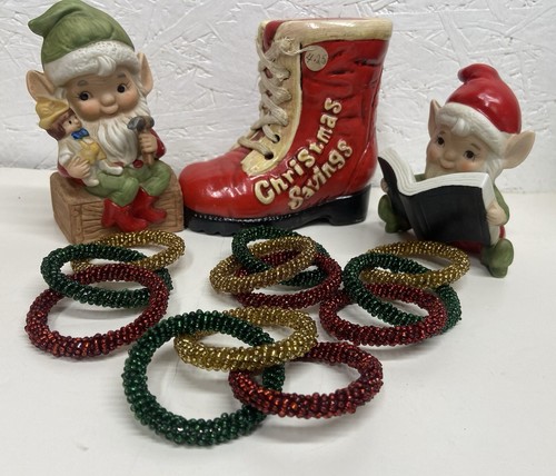 VTG Christmas Lot 2 Elves 1 Boot Bank 4 Napkin Holders | eBay