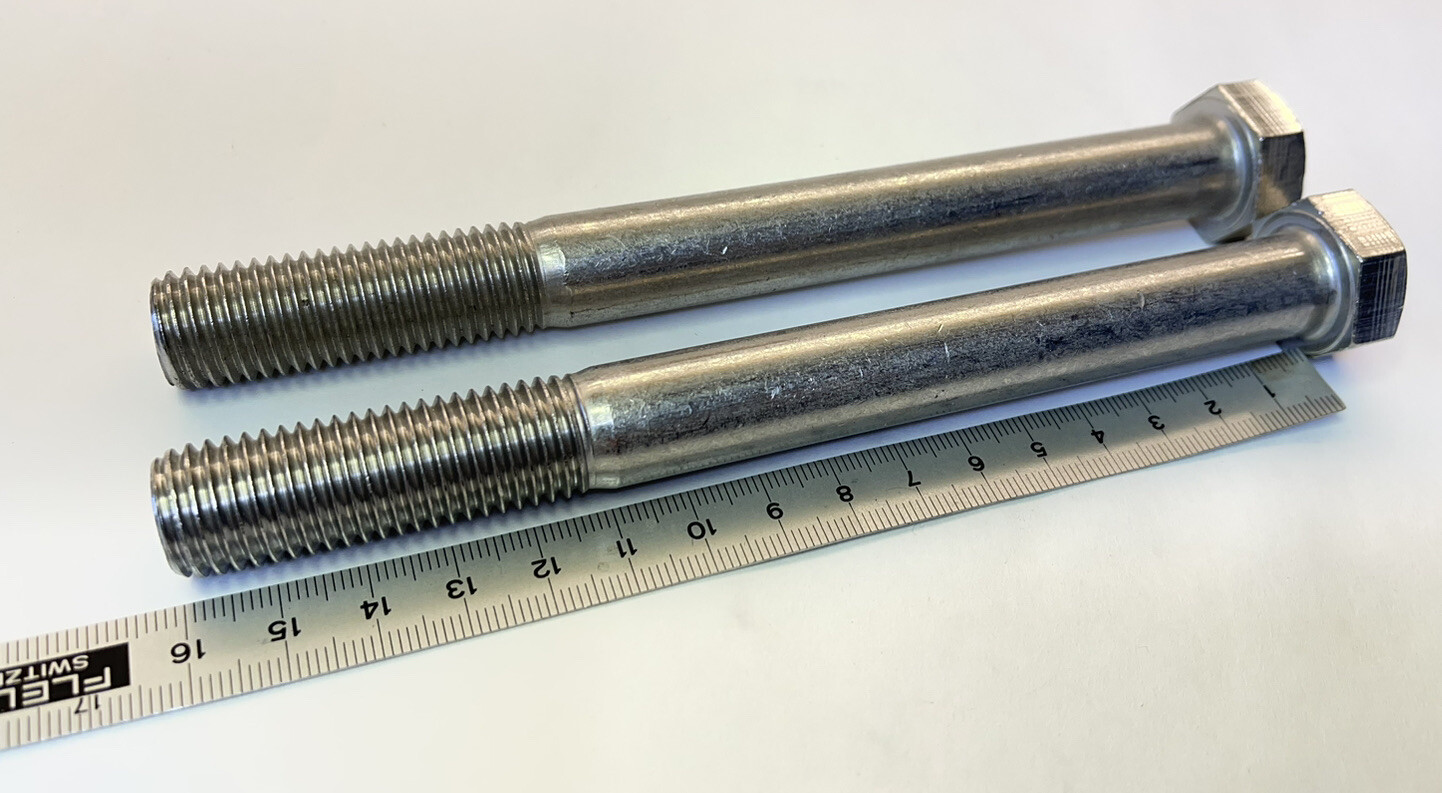 M16 x 2MM x 160MM HEX HEAD CUP SCREWS STAINLESS STEEL A2-70 Qty2 Pcs ...