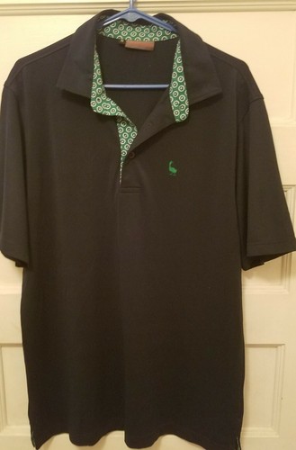 DeFoor Designs Mens Size Medium Navy & Green Duck Polo Short Sleeve ...