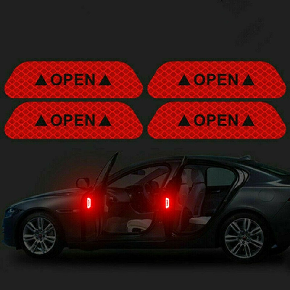 4x Reflective Red Car Door Open Stickers Safety Warning Tape Decals ...