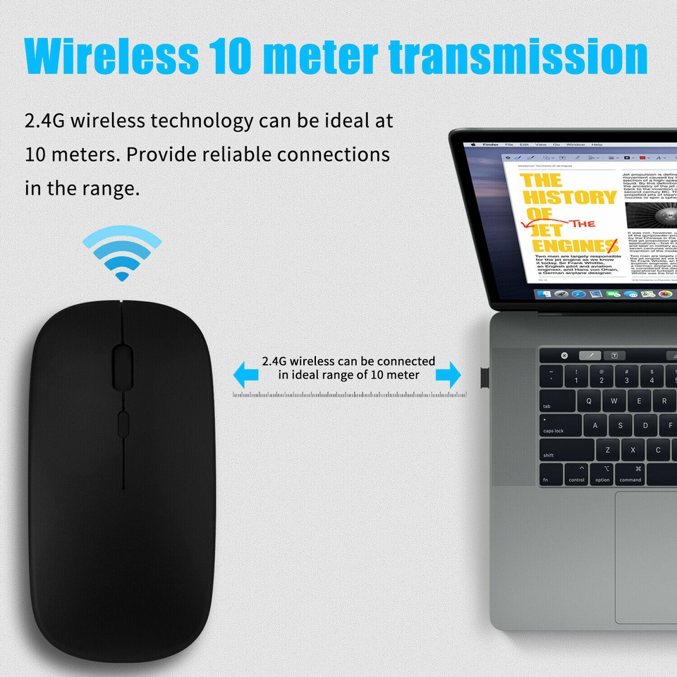 2.4GHz Rechargeable Wireless Mouse USB Receiver Mice For Computer PC ...