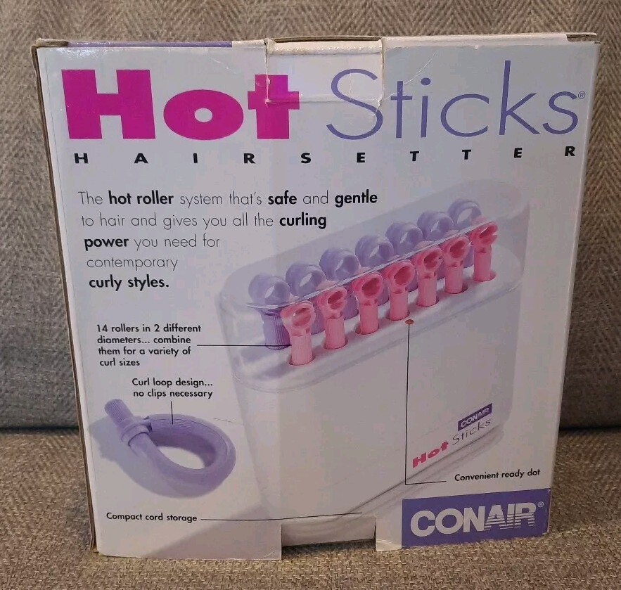 CONAIR Hot Sticks Hair Setter 14 Flexible Rollers Curlers Spirals Brand ...