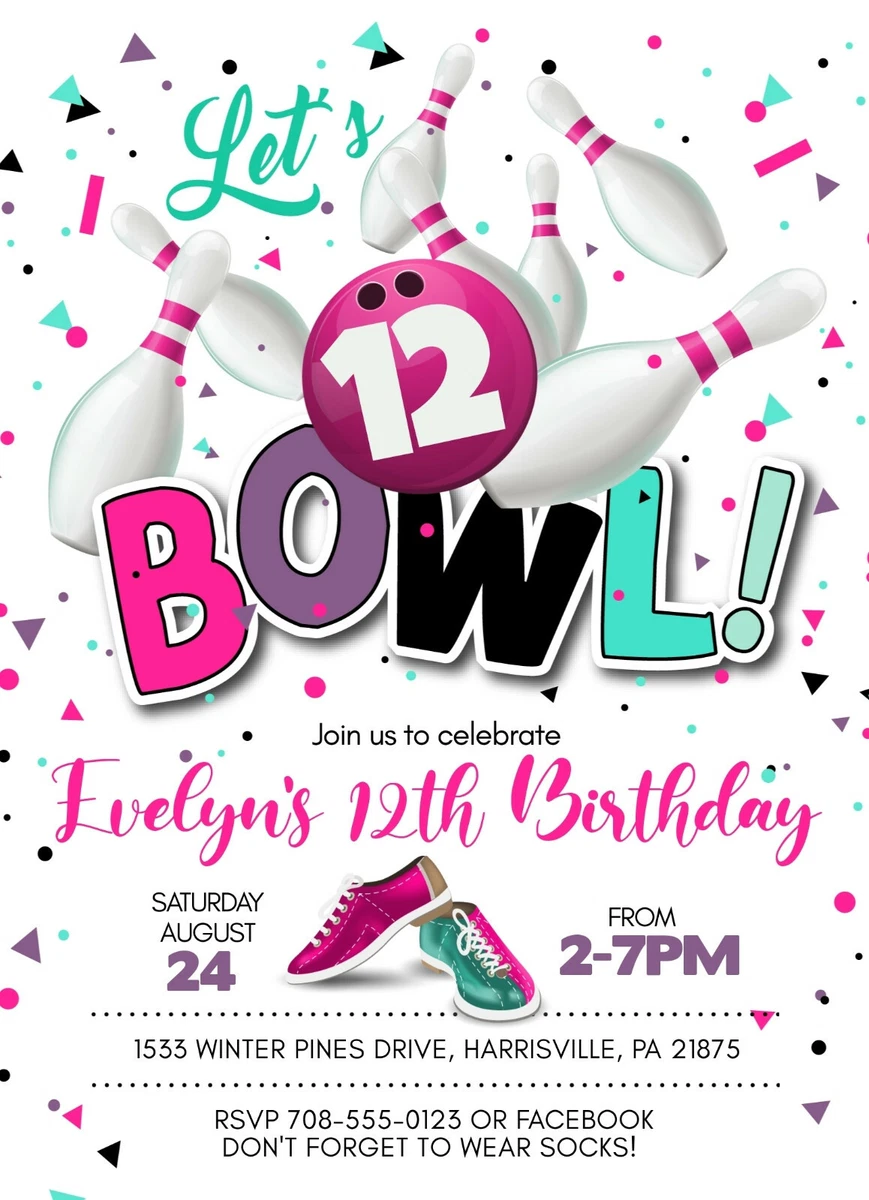 Printable Girls Bowling Party Invitations