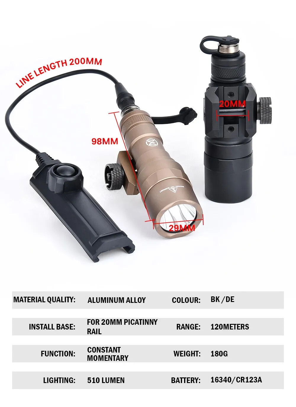 MINI M300C Scout Light Dual Function Switch Tactical SF M300 Flashlight ...